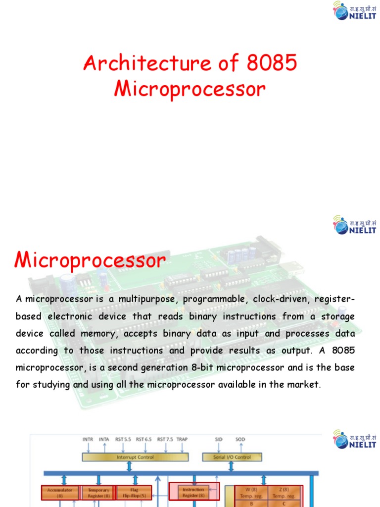 Architecture 8085 | PDF | Central Processing Unit | Input/Output Architecture 8085 | PDF | Central Processing Unit | Input/Output