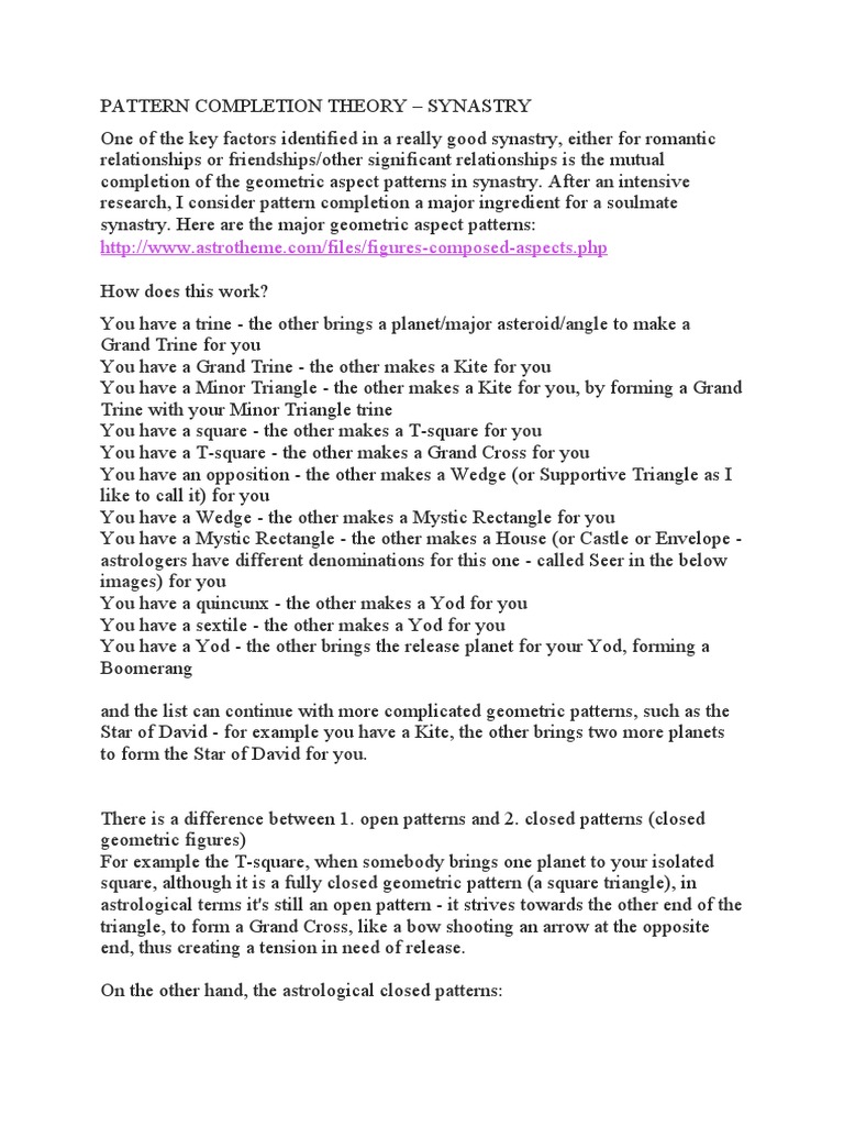 Pattern Completion Theory Synastry | PDF | Hermeticism | Esoteric Cosmology