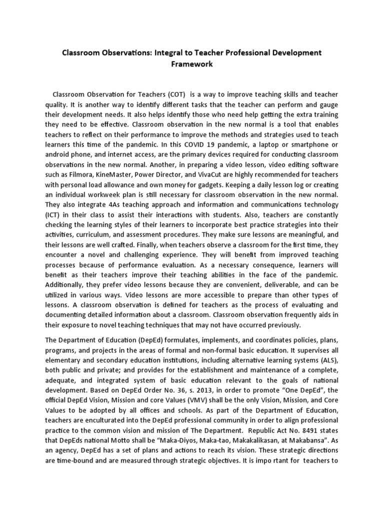 Classroom Observations | PDF | Teaching Method | Teachers