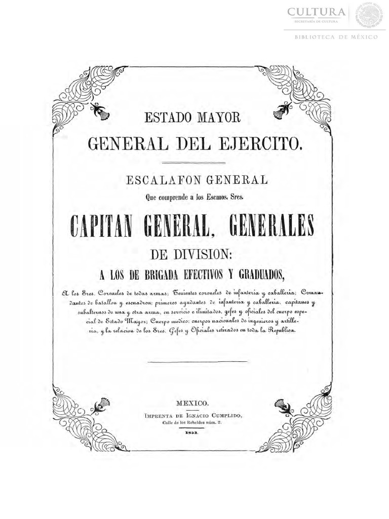 Estado Mayor General Del Ejército Mexicano 1851 | PDF | México | Militar