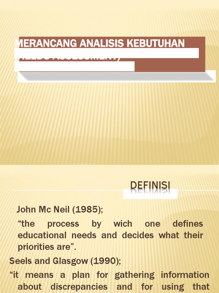 Merancang Analisis Kebutuhan Needs Assessment | PDF