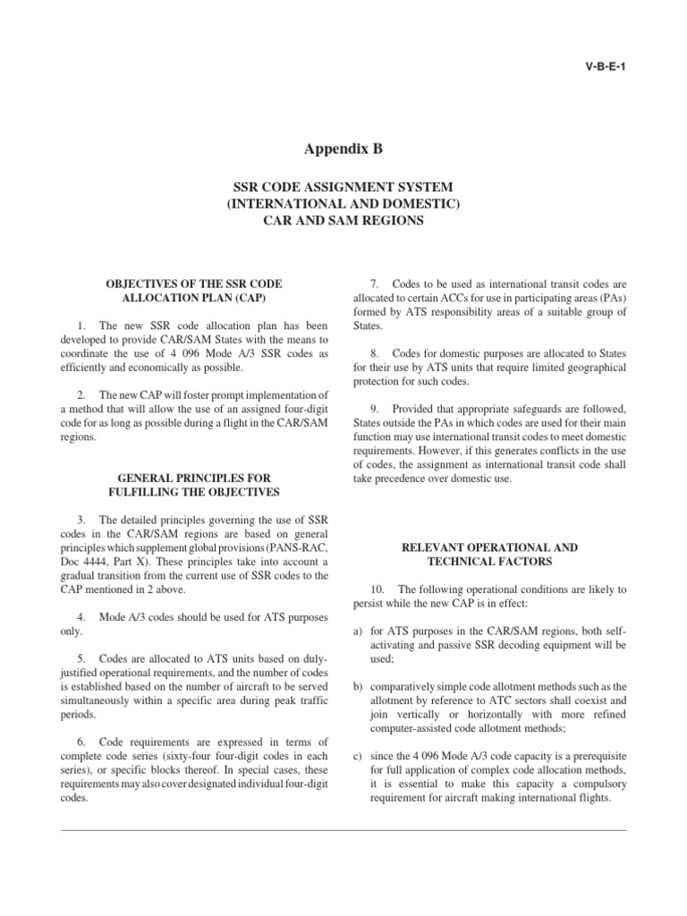 ORCAM CAR SAM - SSR Codes en | PDF | Air Traffic Control | Transport Safety