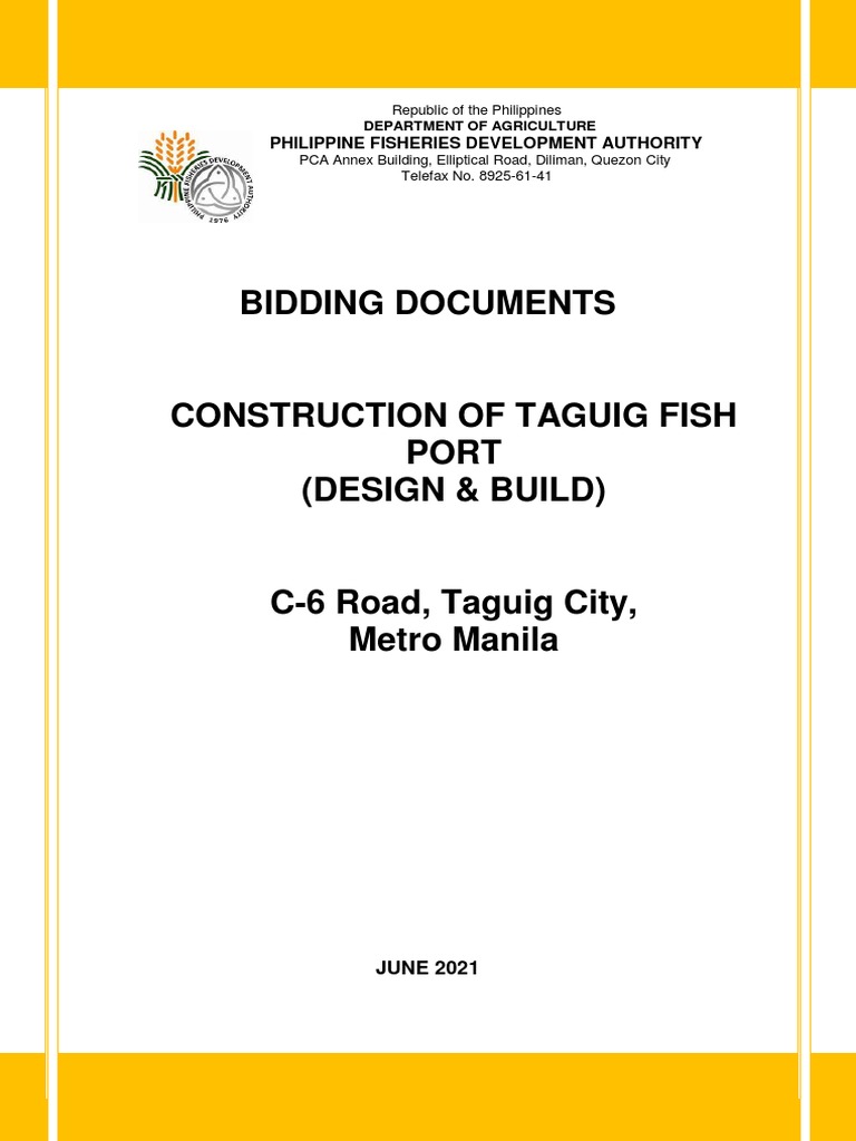 PFDA Bid Documents - Design and Build For Taguig | PDF | Engineer ...