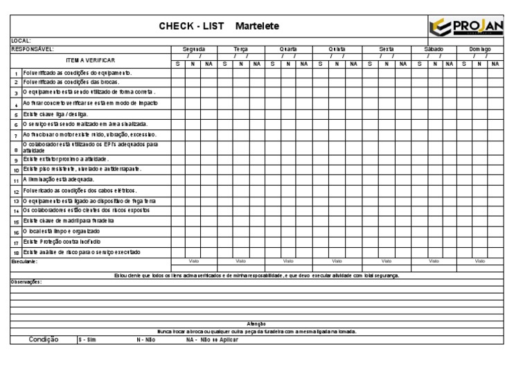 06 Check List de Martelete Projan | PDF