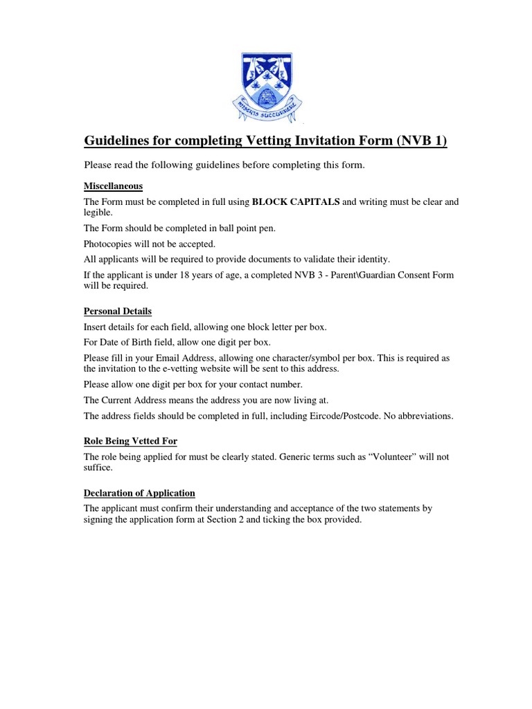 Vetting Form Completion Guide | PDF