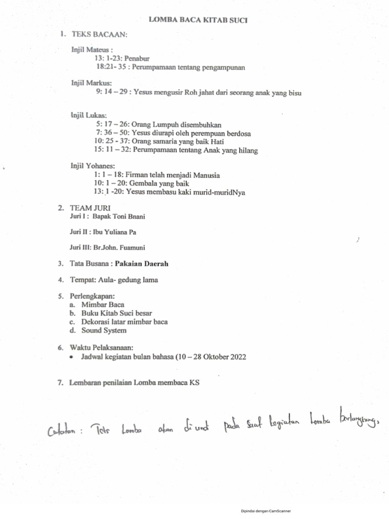 Juknis Lomba Baca Kitab Suci | PDF