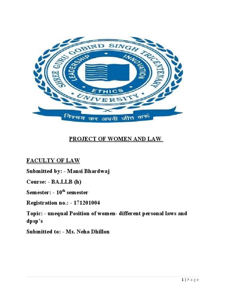 Women and Law Project by Mansi Bhardwaj | PDF | Husband | Marriage