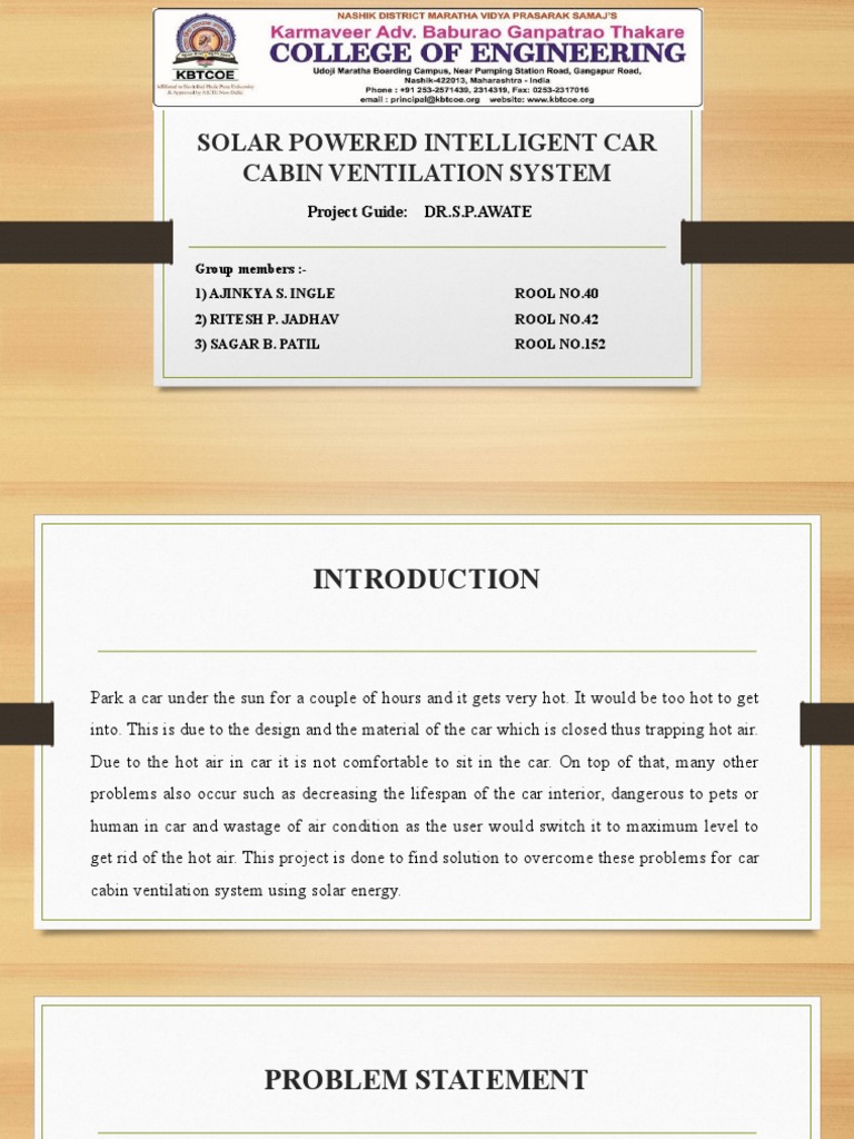 Solar Powered Intelligent Car Cabin Ventilation System - Ok | PDF ...