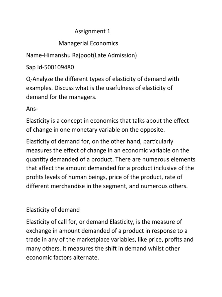 Managerial Economics: Understanding Elasticity of Demand | PDF | Elasticity (Economics) | Price ...