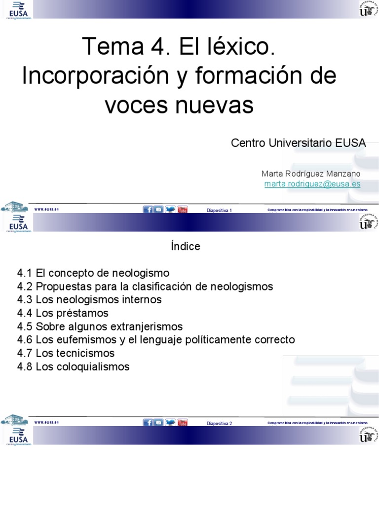 Tema 4 El Léxico | PDF | Palabra | Léxico