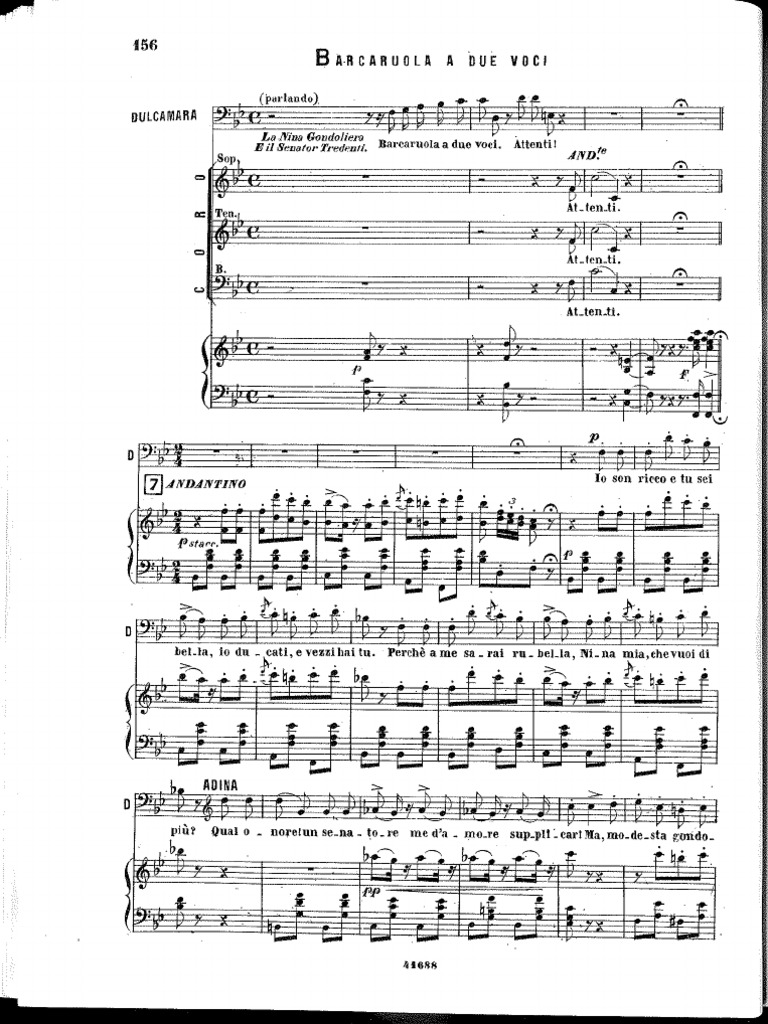 Donizetti - Io Son Ricco e Tu Sei Bella (Elisir-d-Amore) - Vocal-Score ...