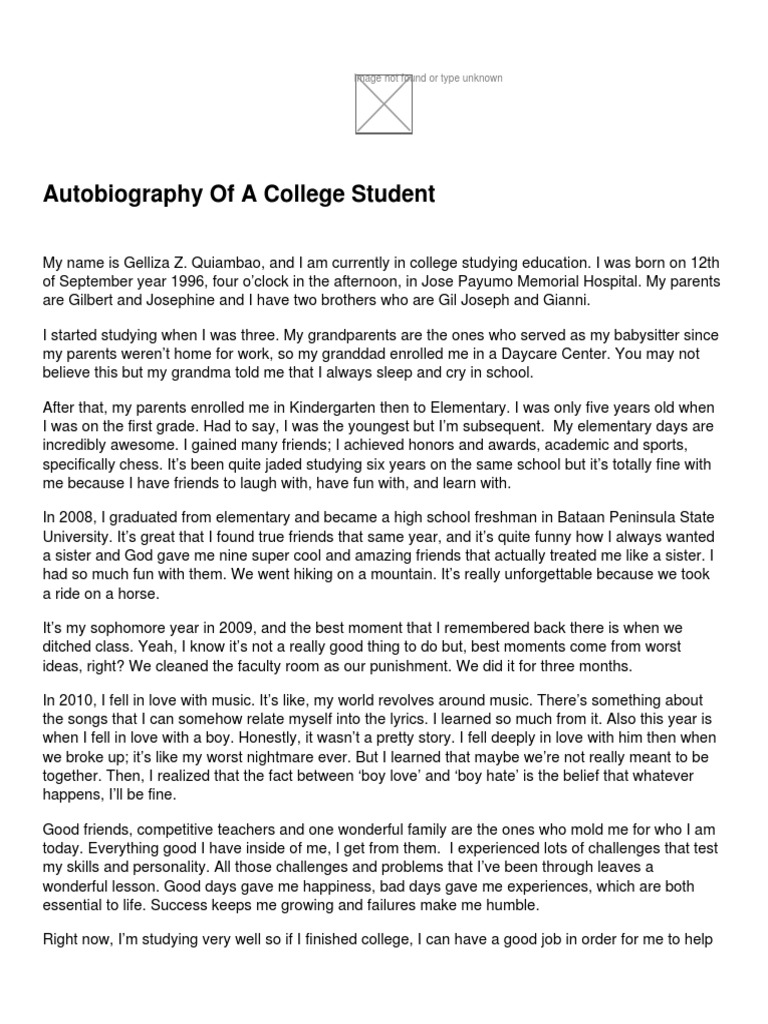 College Student Autobiography: Gelliza's Journey | PDF | Lifestyle