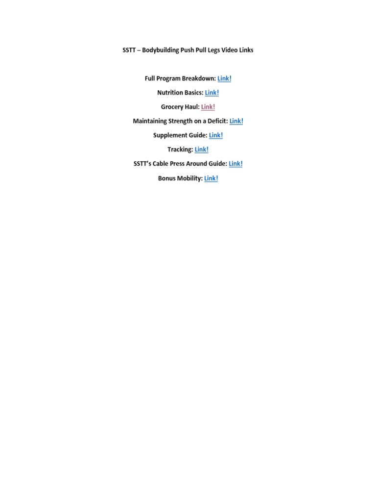 SSTT Push Pull Legs Video Guide | PDF | Science & Mathematics | Lifestyle
