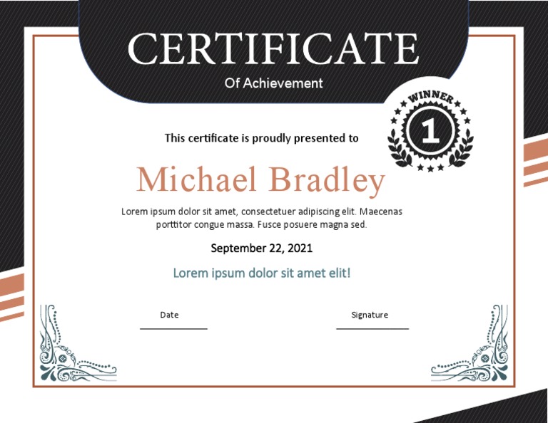 Training Program Certificate of Achievement Template | PDF