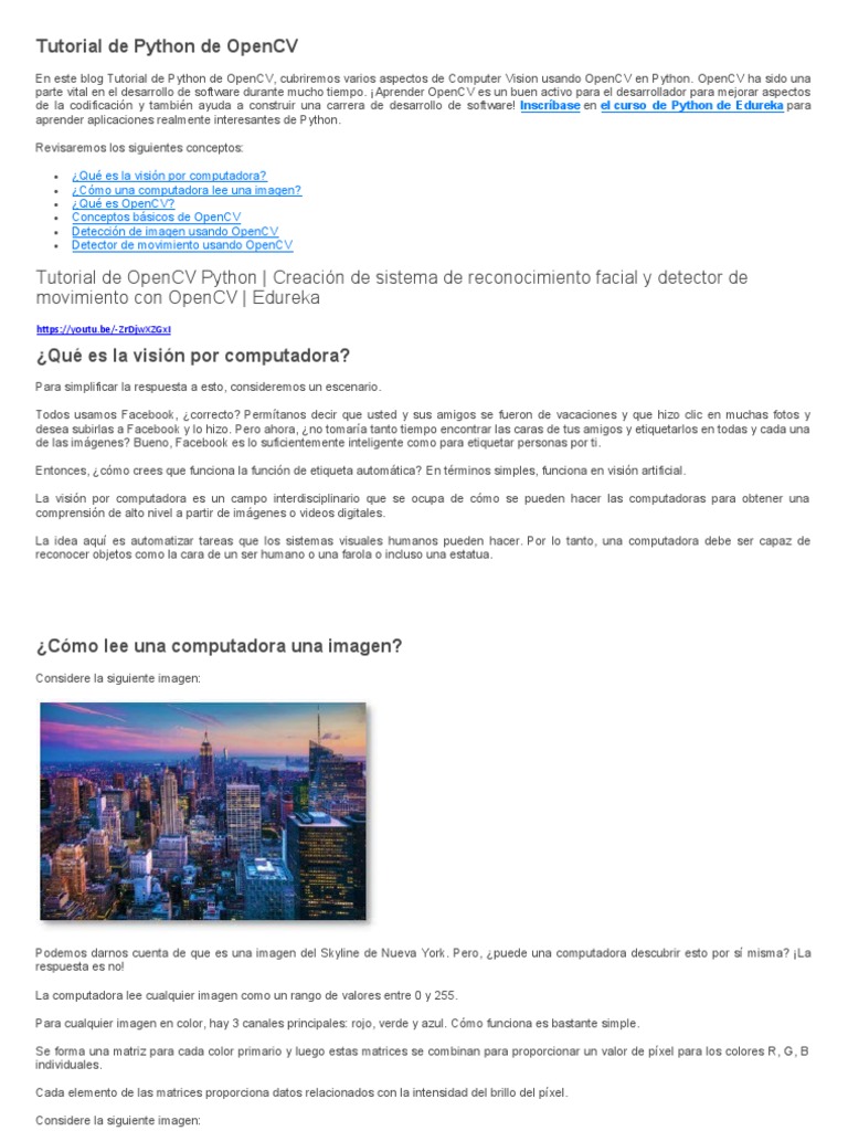 Guía completa sobre visión por computadora con OpenCV en Python | PDF | Visión por computador ...