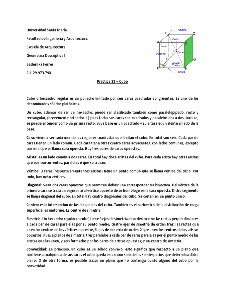 Practica 13 - Cubo | PDF | Geometría Elemental | Geometría