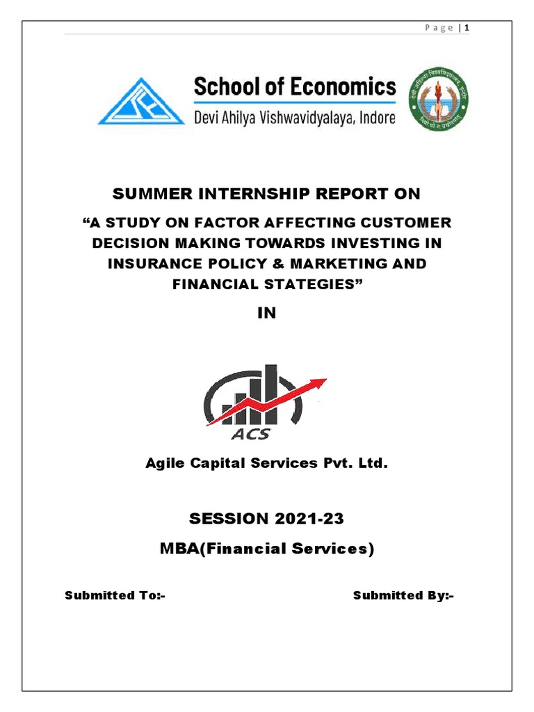 Internship Report on Insurance Investment Factors | PDF | Insurance ...