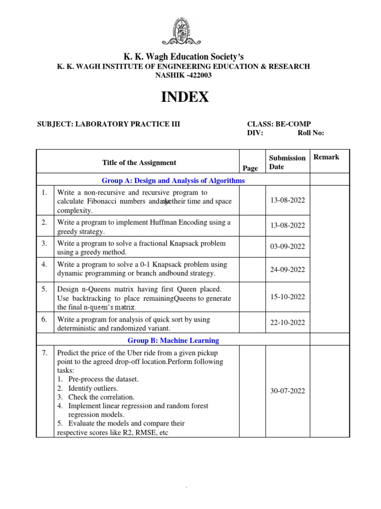 LP Iii Assignment Index | PDF | Statistical Classification | Cluster ...
