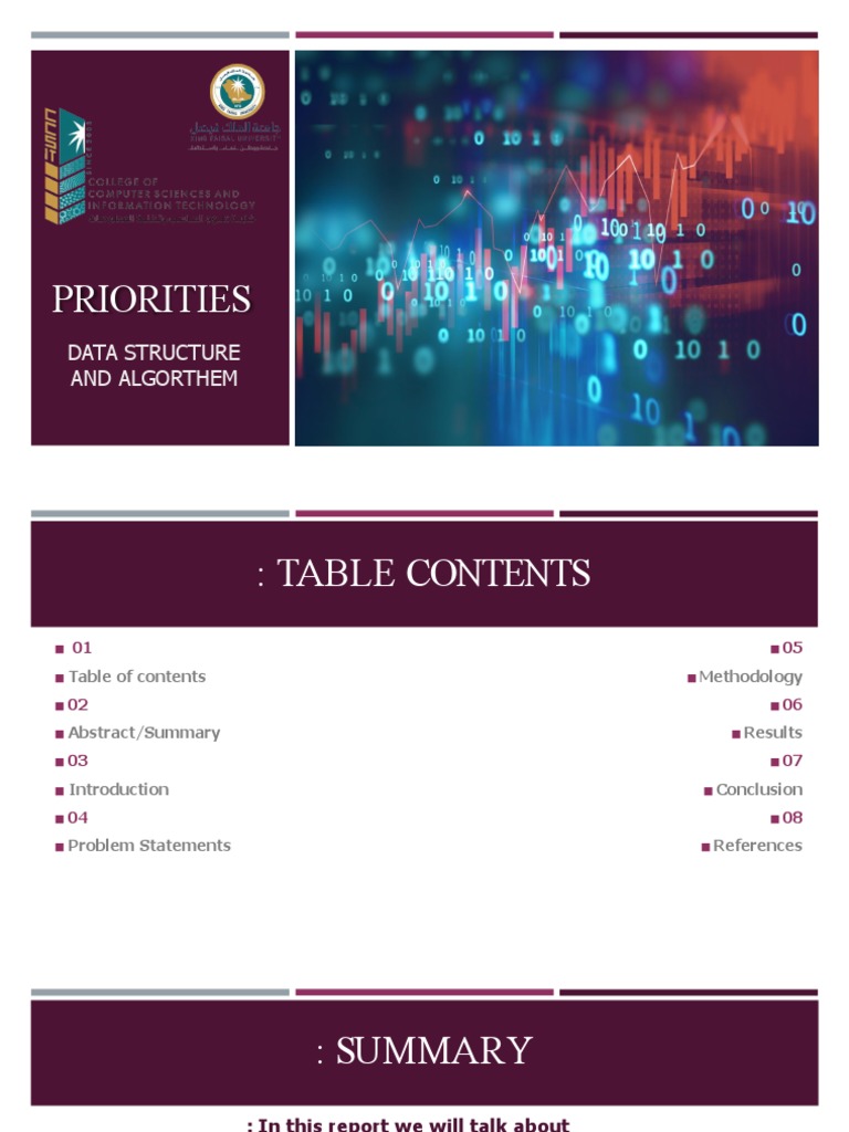 Priorities Presentation | PDF | Algorithms | Computer Data