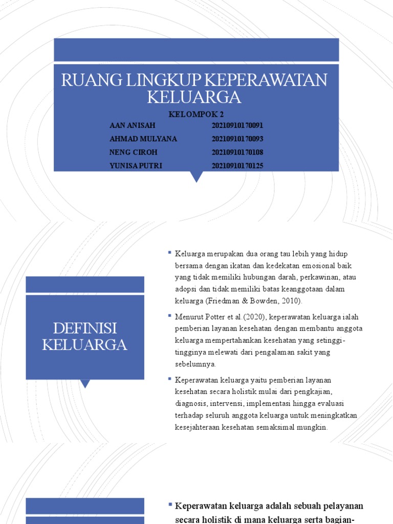 Ruang Lingkup Keperawatan Keluarga | PDF | Pengembangan Diri | Kesehatan Holistik