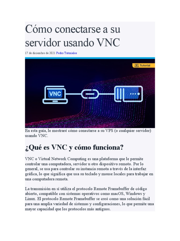 Cómo Conectarse A Su Servidor Usando VNC | PDF | Servidor (Computación) | Software