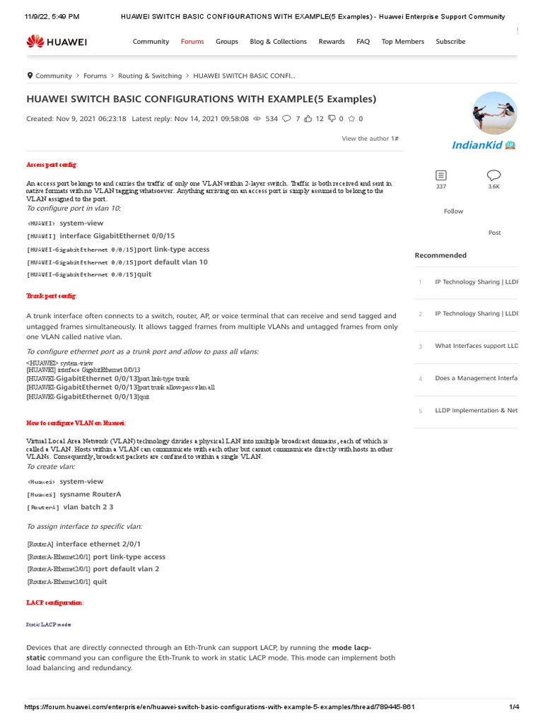 Huawei Switch Basic Configurations With Example 5 Examples Huawei Enterprise Support