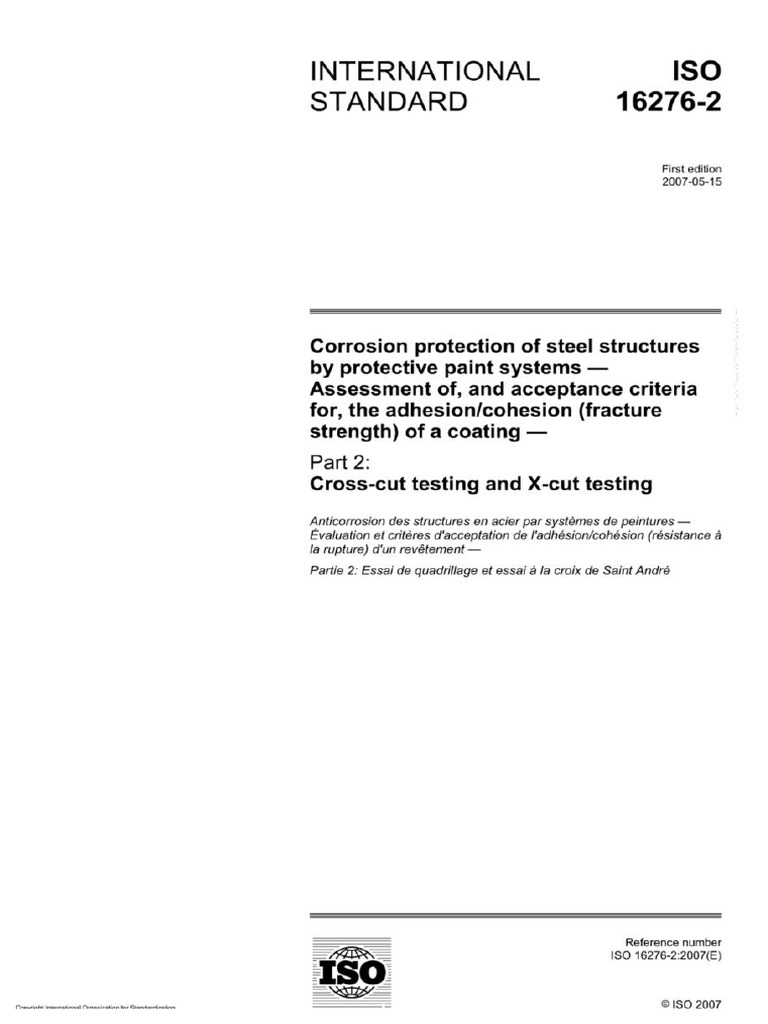 ISO - 16276-2 PaintAdhension Cohesion Test | PDF
