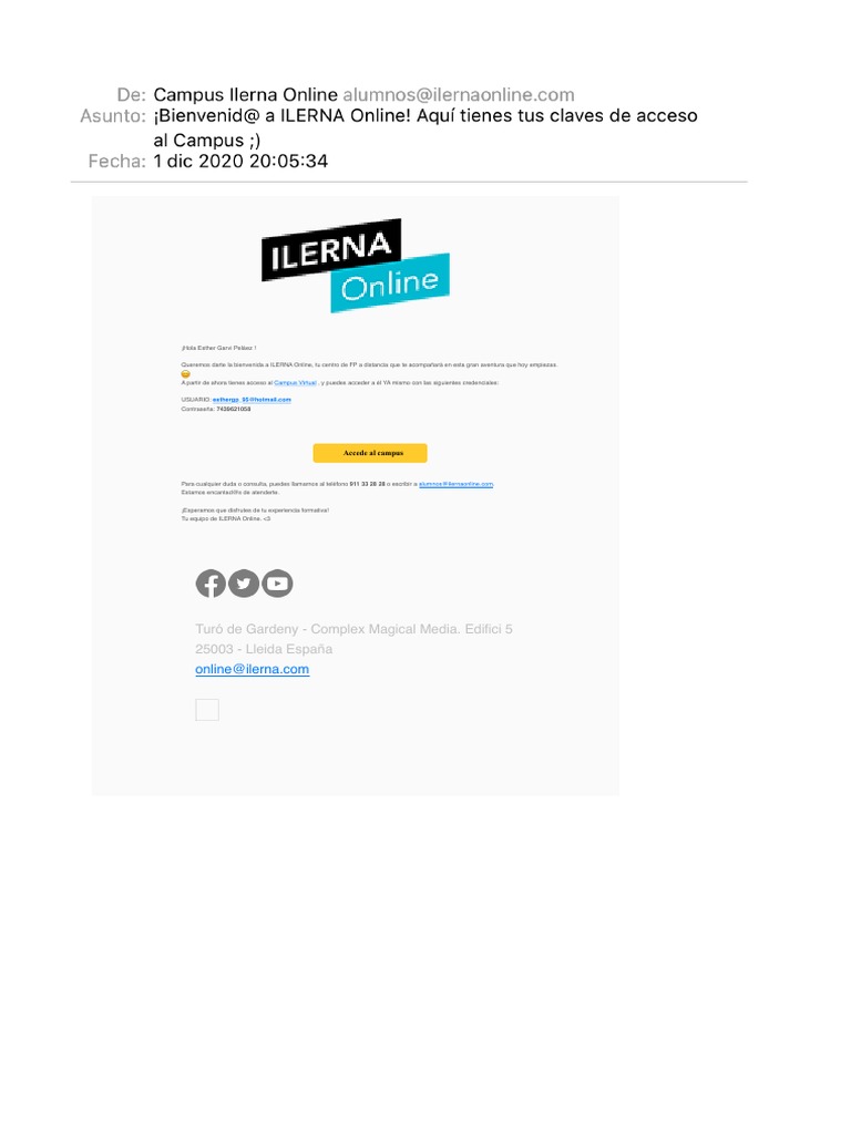 ¡Bienvenid@ A ILERNA Online! Aquí Tienes Tus Claves de Acceso Al Campus ...