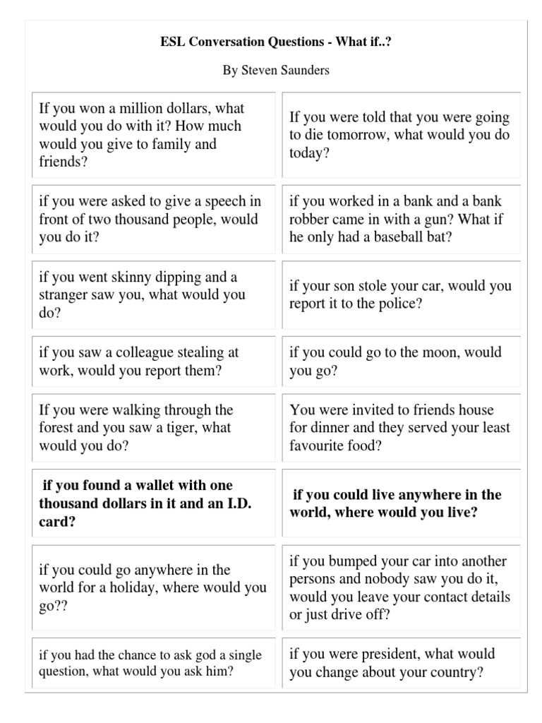 ESL Conversation Questions - What If... | PDF