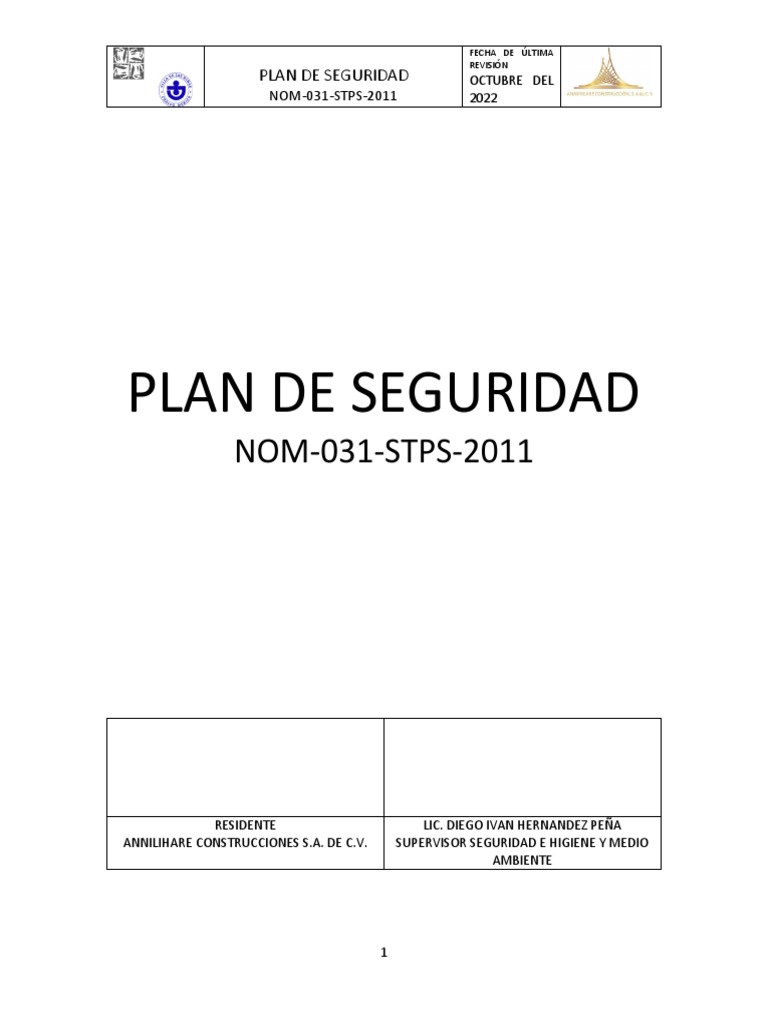 VLL Plan de Seguridad 031 Obs | PDF | Herramientas | Hormigón