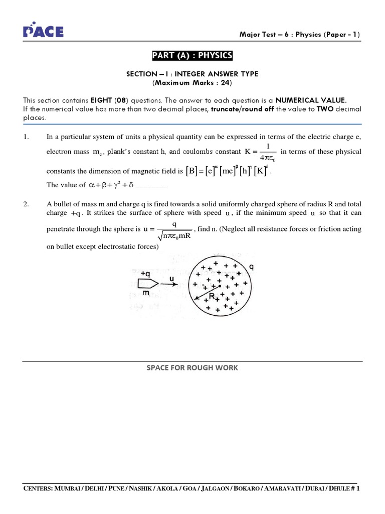 Major Physics Test Paper 1 | PDF | Gases | Waves