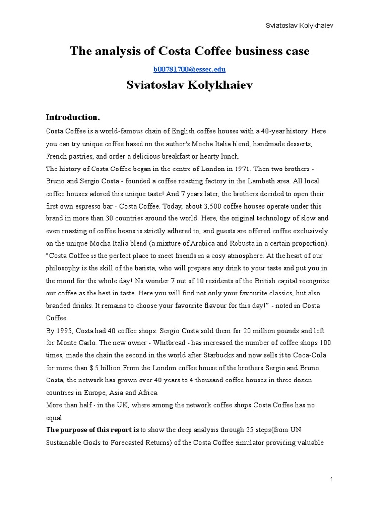 The Analysis of Costa Coffee Business Case | PDF