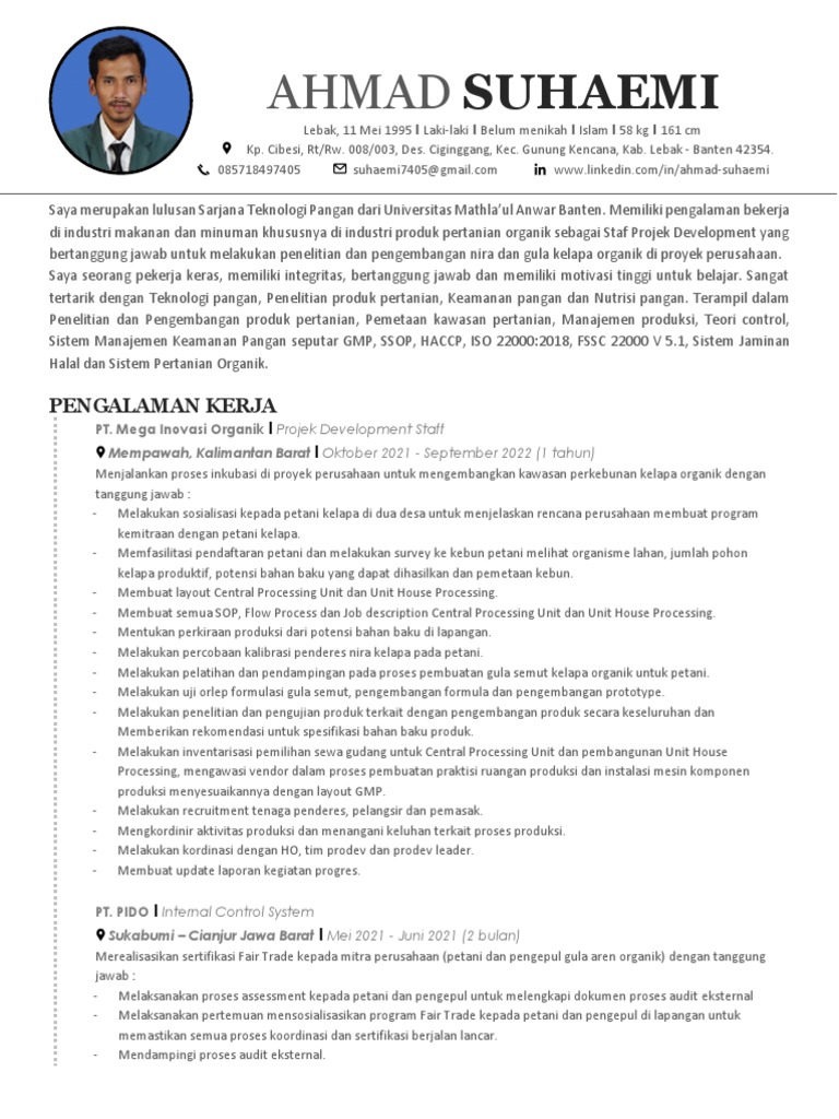 Ahmad Suhaemi Curriculum Vitae | PDF