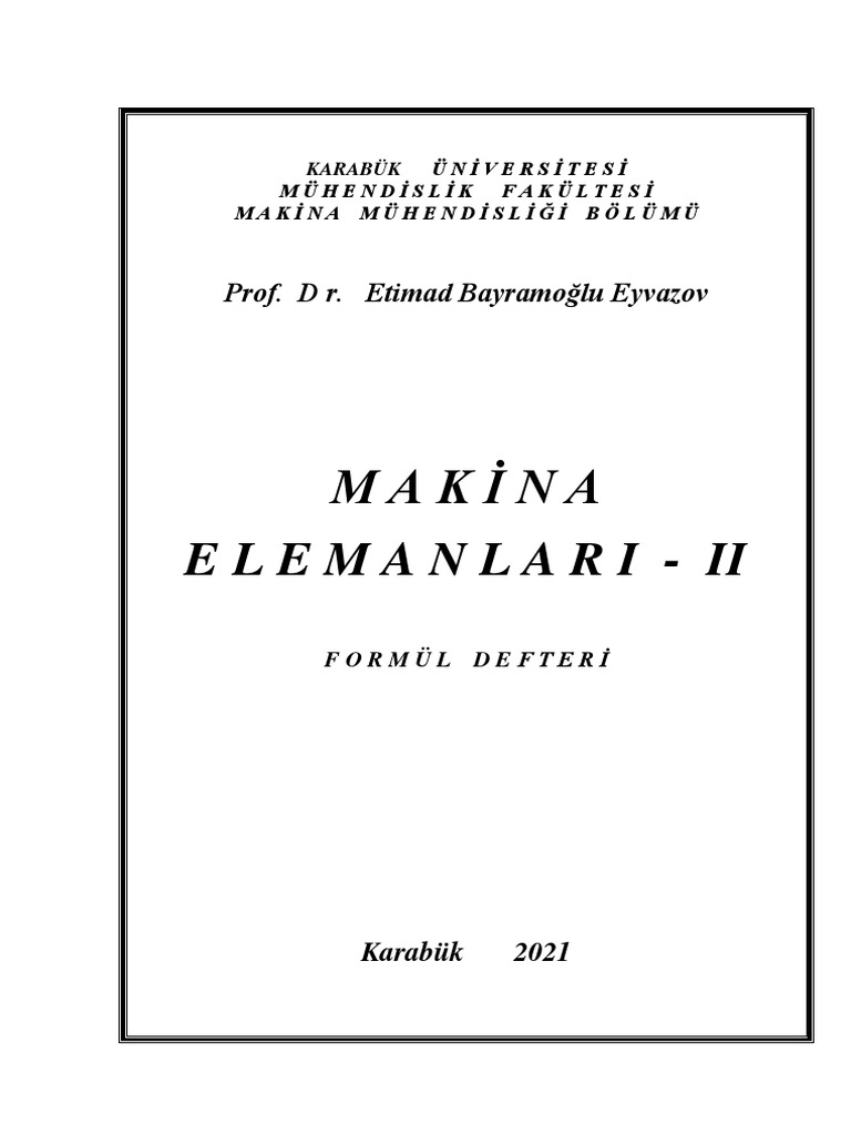 Makina Eleman. 2. Formül Defteri. | PDF