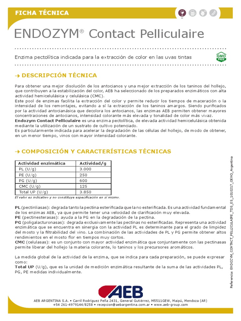 Endozym Contact Pelliculaire | PDF | Vino | Enzima