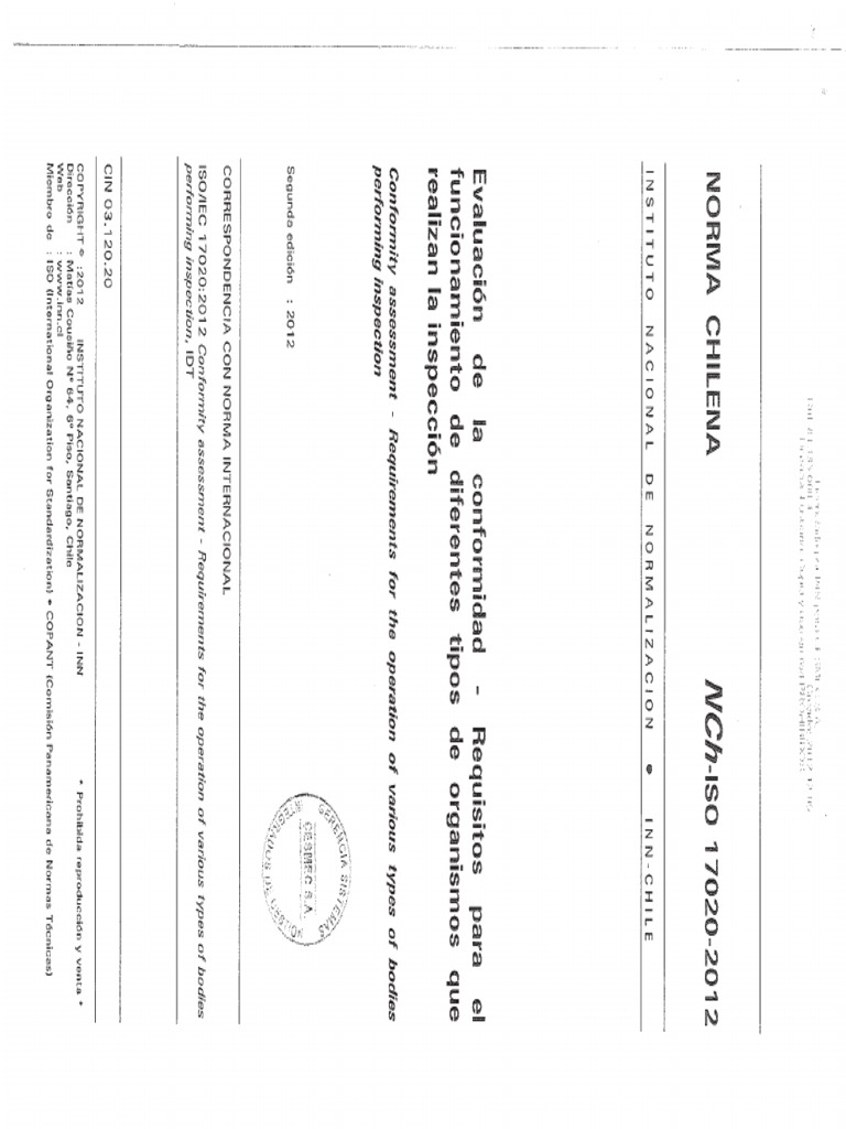 NCh-ISO 17020-2012 | PDF