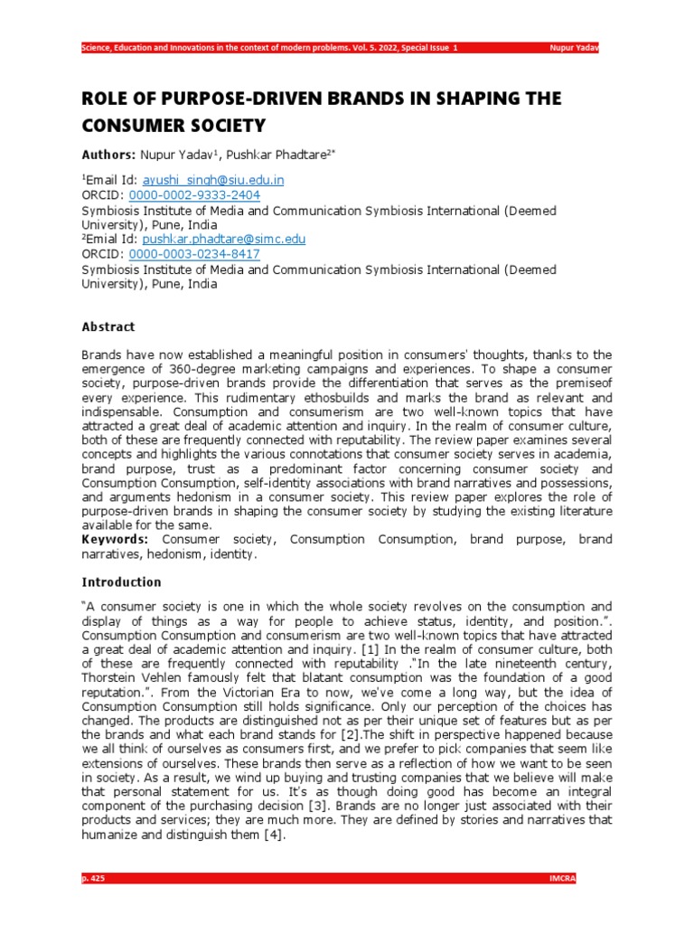 139 Role of Purpose Driven Brands in Shaping The Consumer Society - Gredited | Download Free PDF ...
