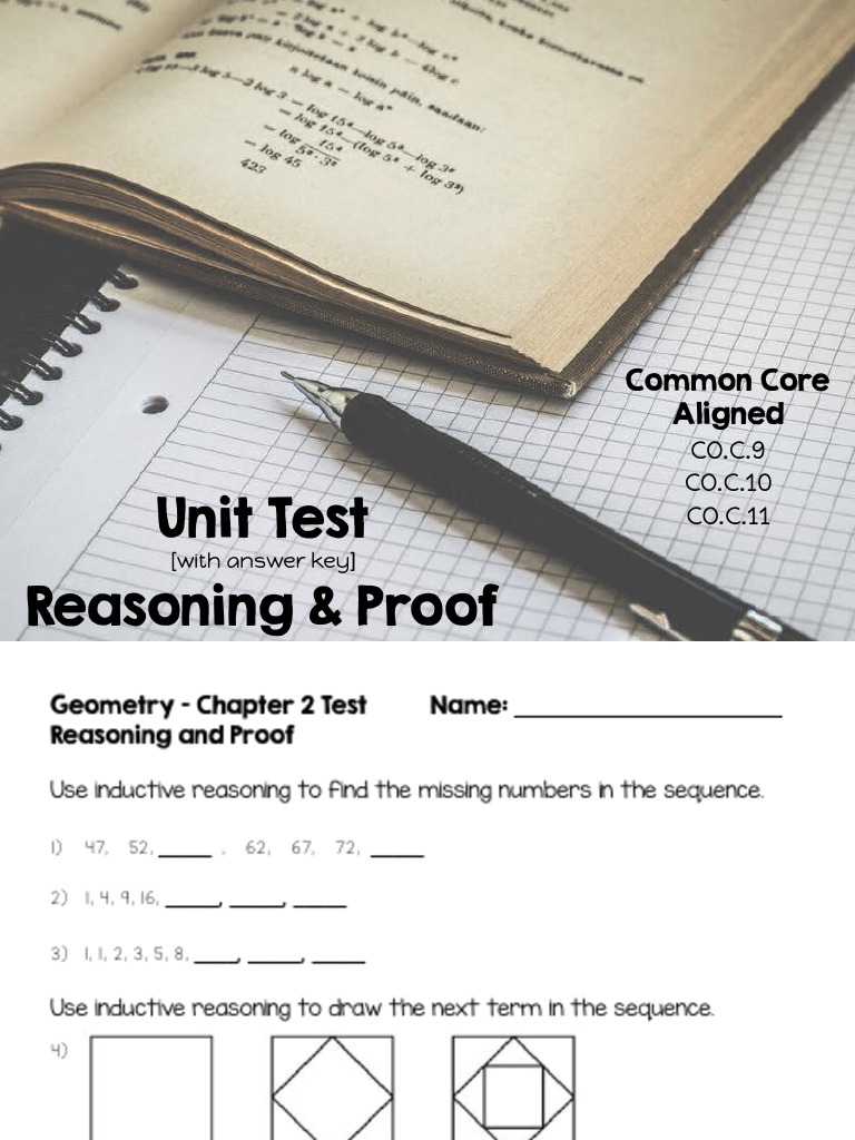 Unit Test Reasoning & Proof: Common Core Aligned | PDF | Mathematical ...