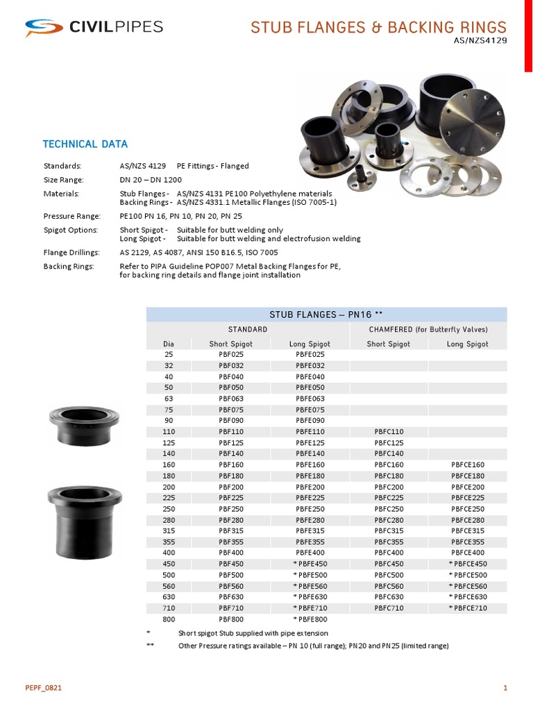 Cps Tds Pe Stub Flanges and Rings | Download Free PDF | Building ...