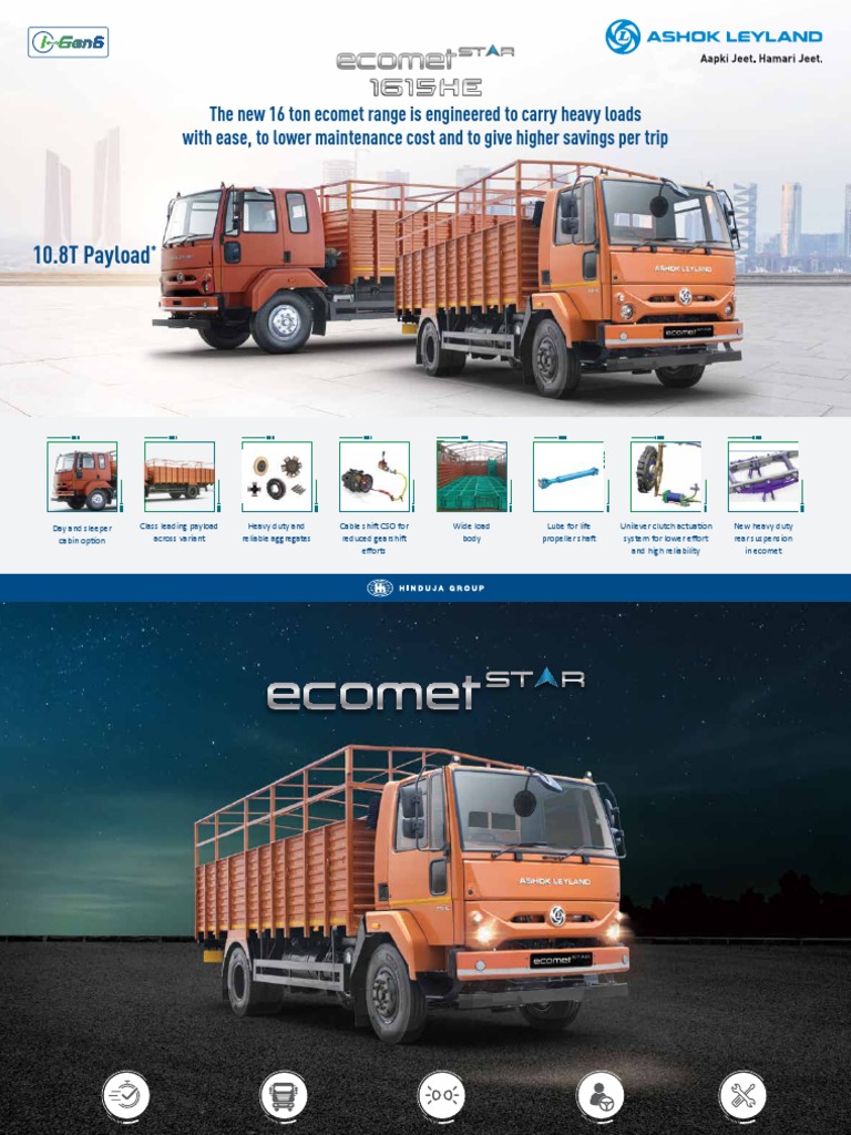 Ashok Leyland Ecomet 1615 He Brochure | PDF | Axle | Manual Transmission