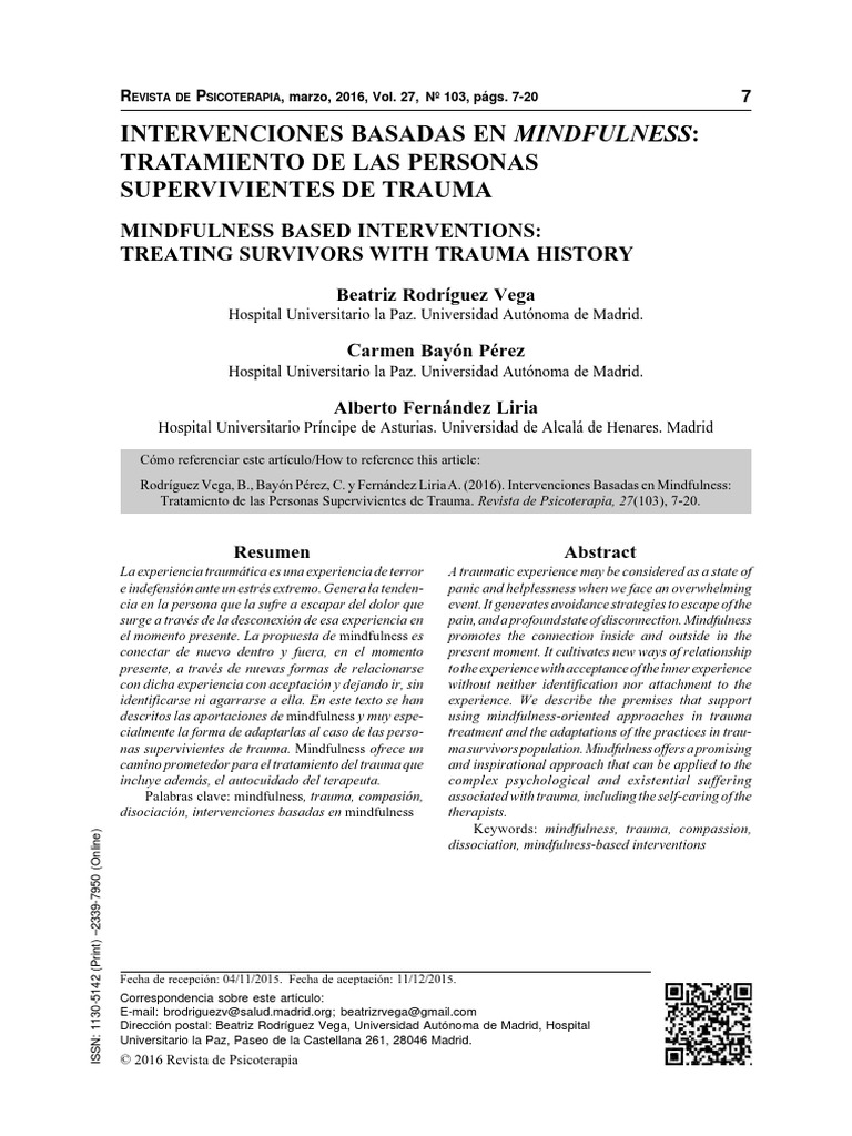 Intervenciones Basadas en Mindfulness | PDF | Las emociones | Experiencia Intervenciones Basadas en Mindfulness | PDF | Las emociones | Experiencia