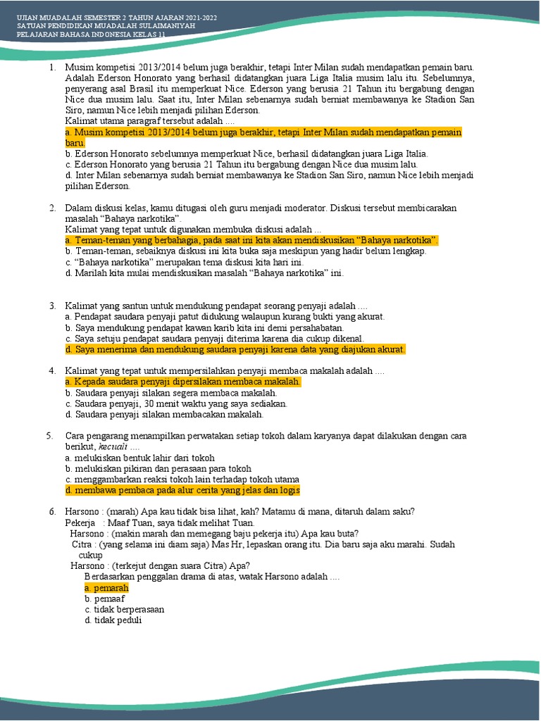 Bindo 11 Sem 2 | PDF | Fiksi Umum