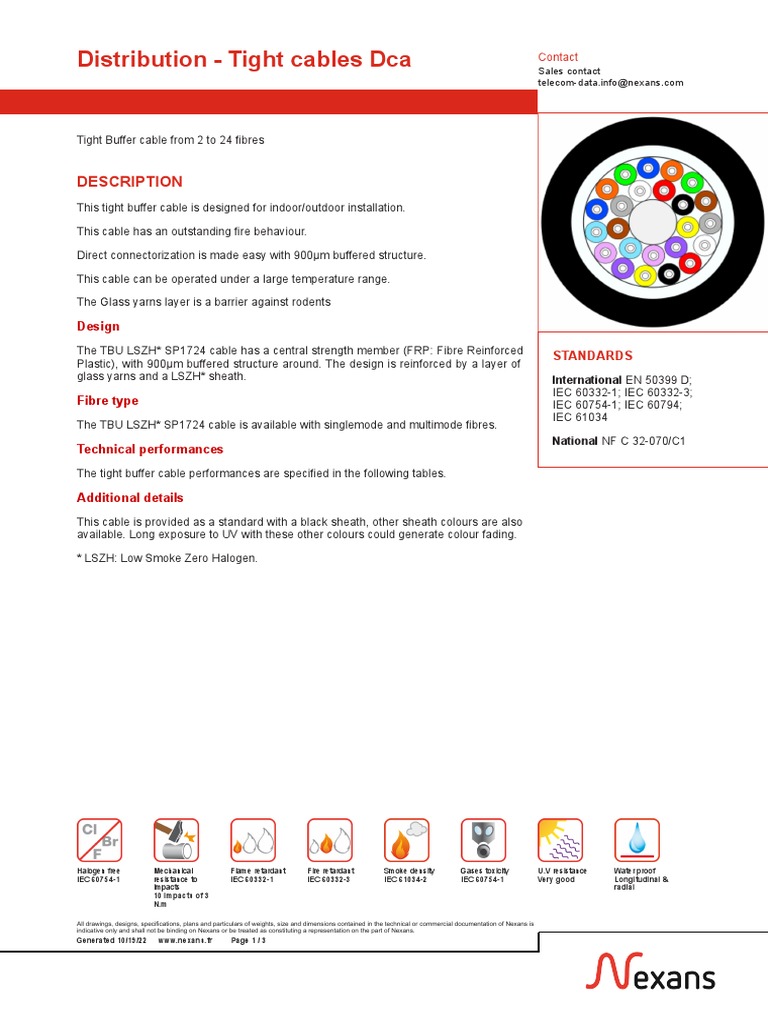 Dca Tight Buffer Fiber Optic Cables | PDF | Optical Fiber | Building ...