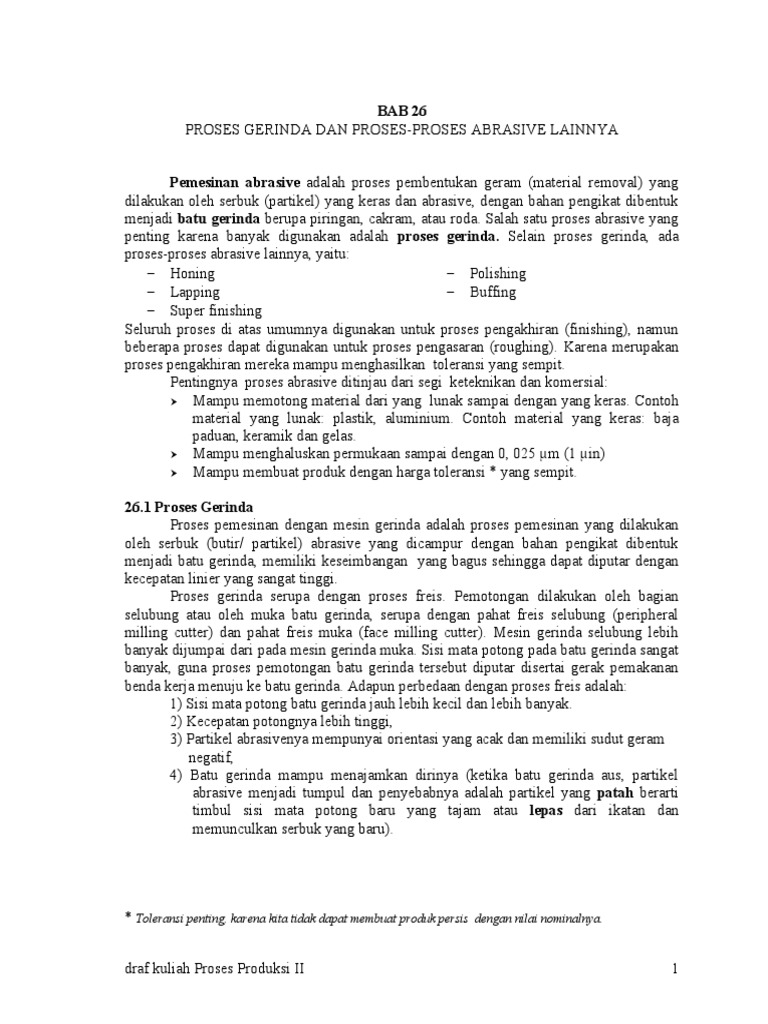 Bab 26 Proses Gerinda (Proses Manifaktur) | PDF