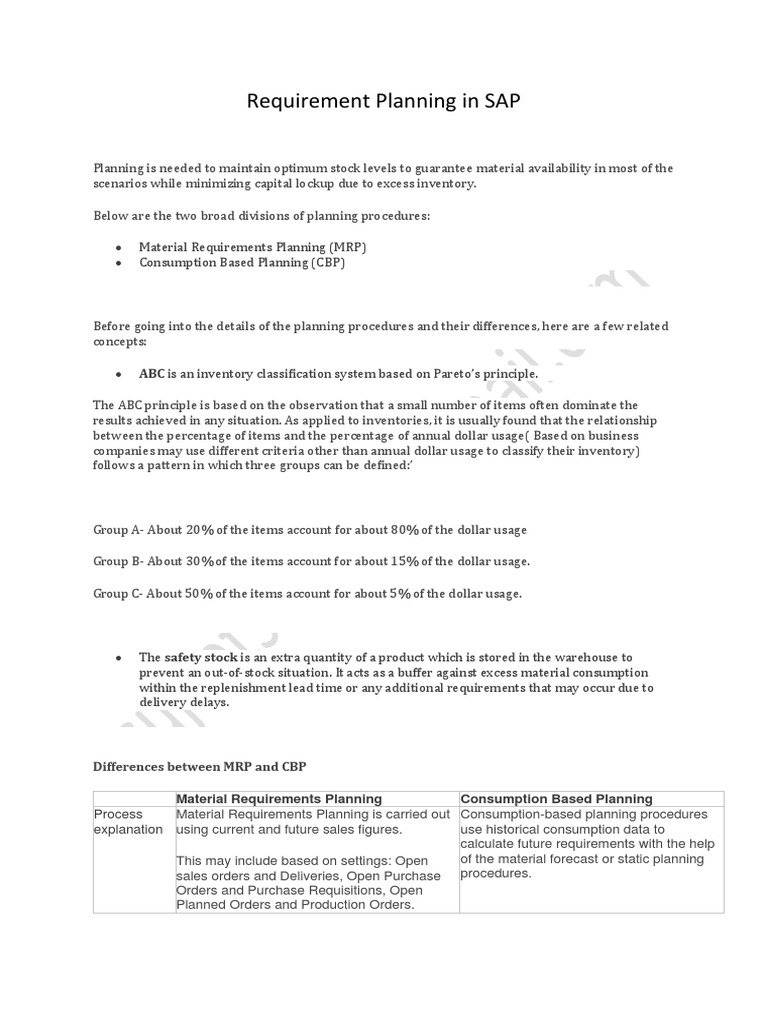 Requirement Planning in SAP: ABC Is An Inventory Classification System ...