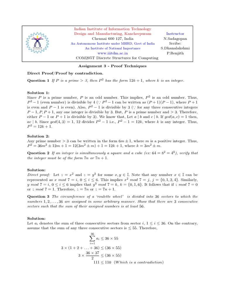 Assignment 3 ProofTechniques | PDF | Numbers | Algebra