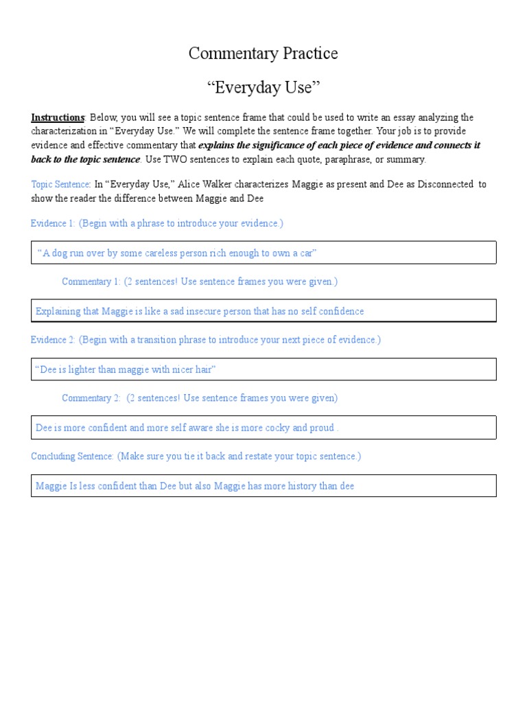 Character Analysis in "Everyday Use" | PDF | Phrase | Linguistics