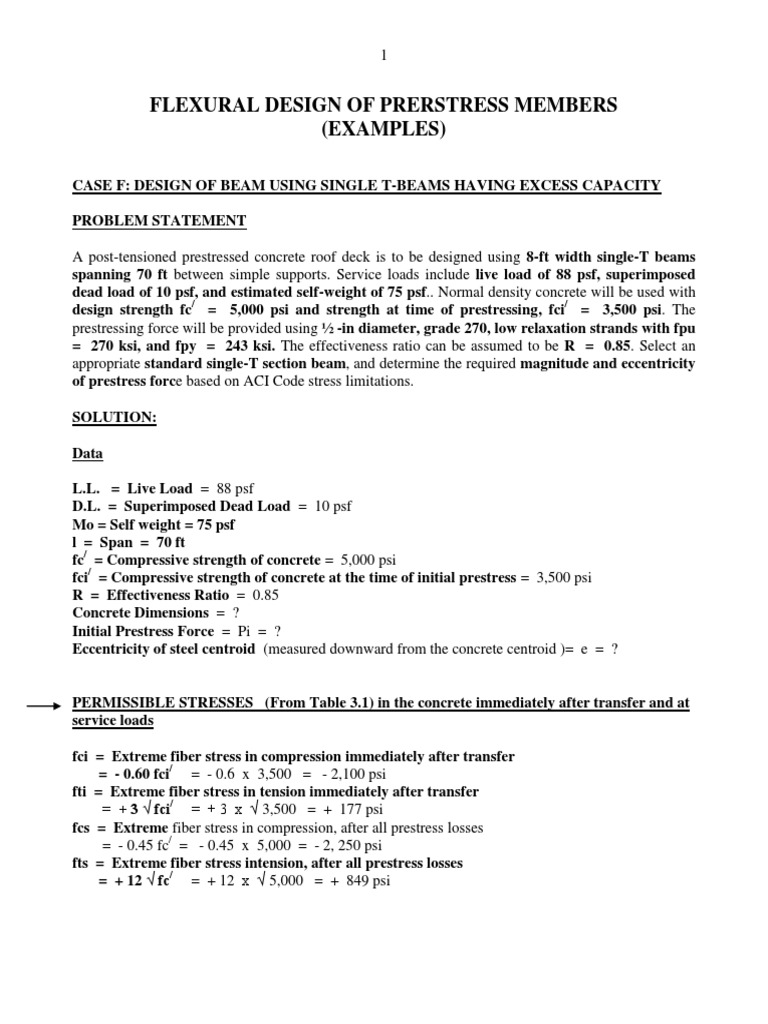 Flexural Design Examples - (C) | PDF | Prestressed Concrete | Beam ...
