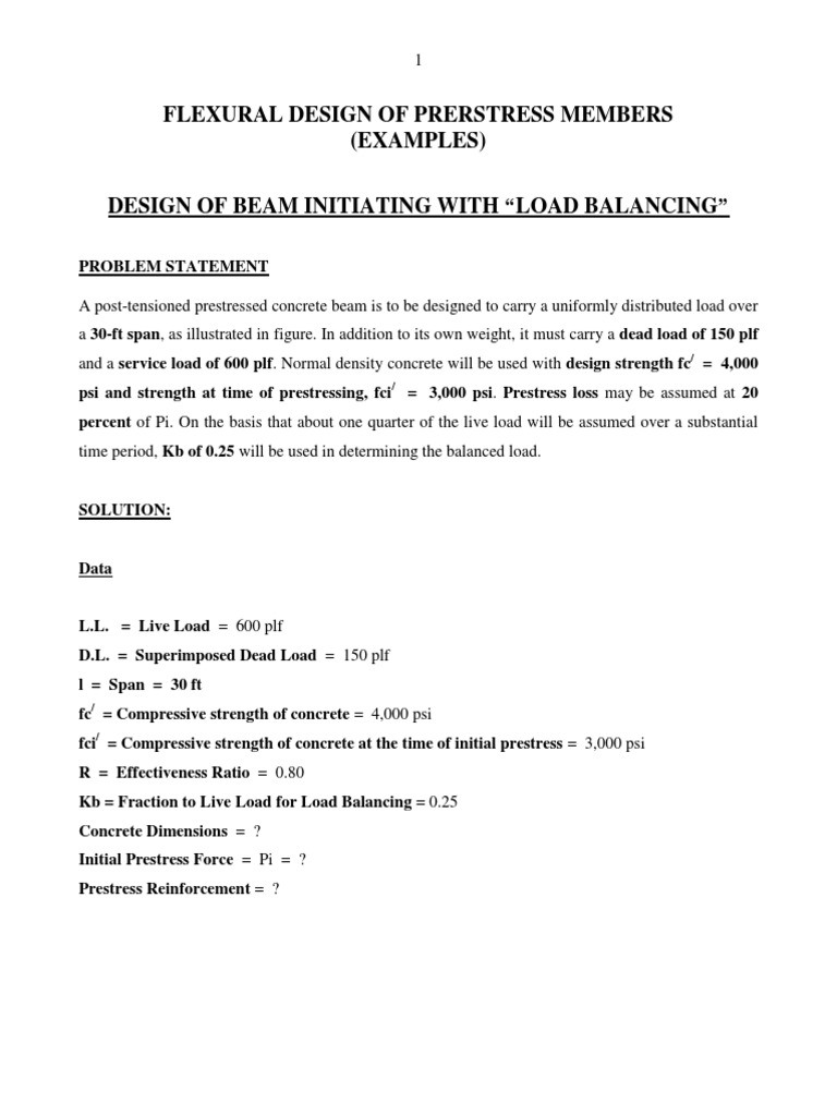 Flexural Design Examples - (D) | PDF | Prestressed Concrete | Stress ...