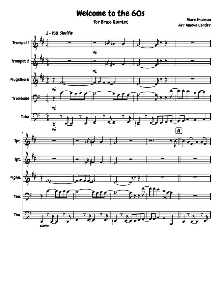 Welcome To The 60s - Brass Quintet | PDF | Music Production | Organology